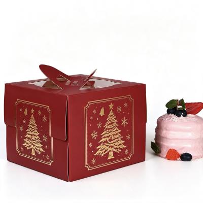 China Customized Design Cake Box with Chocolate Shavings Decoration and Flat Packing for Bakery Packaging for sale