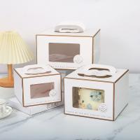 China Rectangle Cake Box with Chocolate Shavings Decoration and Paperboard Liner for Flat Packing Dessert Storage for sale