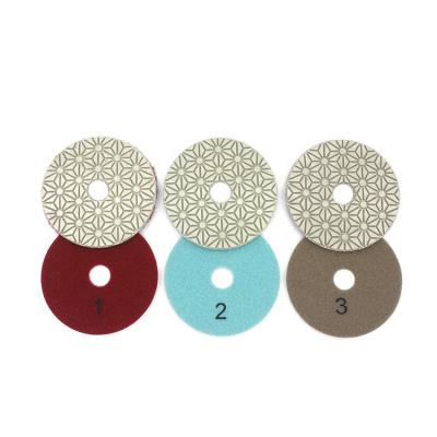China 4 inch 3 Steps Concrete Polishing Tools Abrasive Pad 3mm Resin Thickness for sale