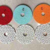 China 4 inch 3 Steps Concrete Polishing Tools Abrasive Pad 3mm Resin Thickness for sale