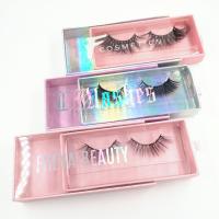 China Custom Holographic Paper Flip Top Eyelash Magnetic Box 11x6x2.5cm with Ribbon Handle for sale