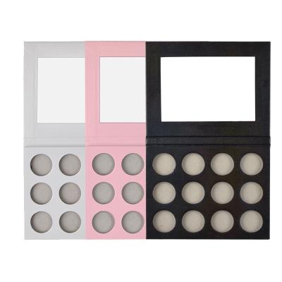 China Custom Logo Empty Eyeshadow Palette 4C Refillable Kraft Paper Cosmetic Case with Mirror for sale