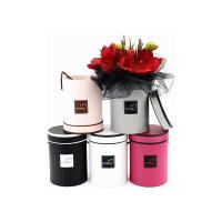 China Wholesale Custom Round Cardboard Flower Box 250gsm with Window and Ribbon Handle for sale