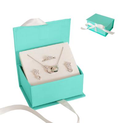 China Custom Rigid Magnetic Jewelry Box with EVA Sponge Inlay for Rings Necklaces 128gsm Paper for sale