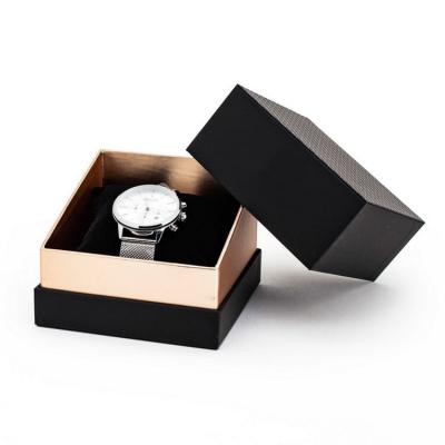 China Custom Black Wrist Watch Box Gift Packaging Cardboard 4C CMYK OEM ODM for sale