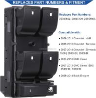 China Driver Side Power Window Switch OE 20945129 25789692 Fit Chevy Silverado / Chevrolet 2007-2013 for sale