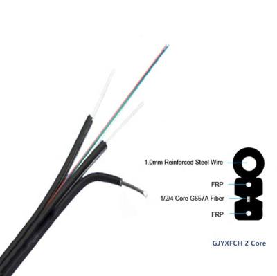 China Outdoor 2 Core FTTH Fiber Optic Drop Cable with FRP Strength Member for sale