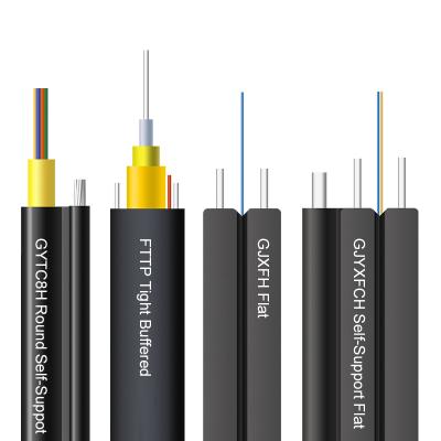 China Self-supporting Outdoor Steel Messenger Wire FRP FTTH Drop Fibra Optica 1 2 4 core fiber optic cable for sale