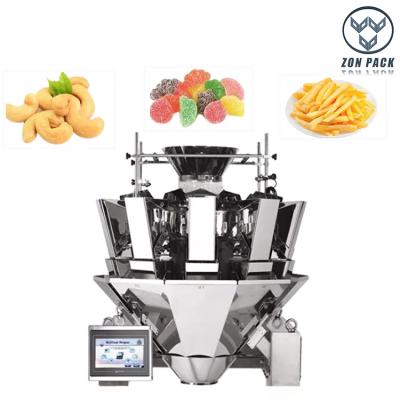 China Automatic Cashew Nut Candy Chips 10  / 14 Heads Weigher For Snack Food for sale
