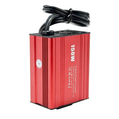 China RED 150W Portable Car Inverter Dual USB Power Converter 12V DC to AC 110V 220V Modified Sine Wave USB output 5V 2.1A for sale