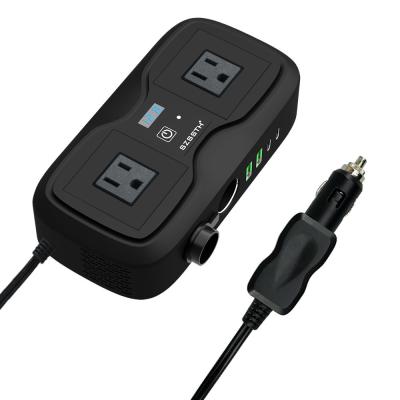 China 200W Modified Sine Wave Car Power Inverter | DC 12V to AC 220V Converter with 2 AC Outlets & 2 USB Ports for sale