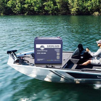 China 12.8V 52Ah Marine LiFePO4 Battery with Bluetooth BMS | IP67 Waterproof Deep Cycle Lithium Boat Battery for sale