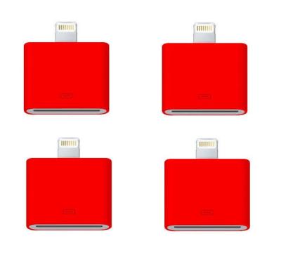 China Fashionable 30 Pin to 8 Pin Data Sync Adapter for iPhone 5 5s 5c iphone4 cable cord Red for sale
