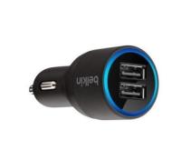 China 2port USB Car Charger mini Car Charger 2.1 A 10W Blu-ray USB Charger Black for sale
