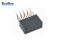 China 2.54mm Female Header Socket 2 Row PA6T 2x5P Right Angle SMT Gold Connector for sale