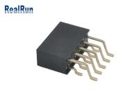 China 2.54mm Female Header Socket 2 Row PA6T 2x5P Right Angle SMT Gold Connector for sale