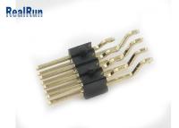 China Right Angle SMT Pin Header 2x4P Brass Gold Connector With Post PCB Male Board 1.27 Pitch for sale