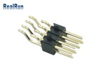 China Right Angle SMT Pin Header 2x4P Brass Gold Connector With Post PCB Male Board 1.27 Pitch for sale