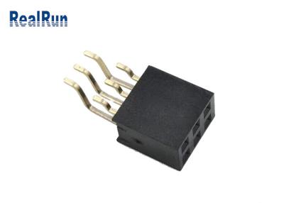 China Stamped Terminal 2x3p Total 6 Pin Female Socket Header SMT Brass Gold Plated PA6T for sale
