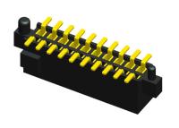 China 1.27 mm Female Header Connector Double Row 20 Pin Black With Side Column for sale