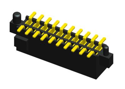 China 1.27 mm Female Header Connector Double Row 20 Pin Black With Side Column for sale