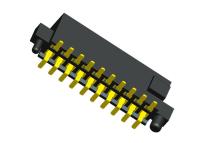 China 1.27 mm Female Header Connector Double Row 20 Pin Black With Side Column for sale