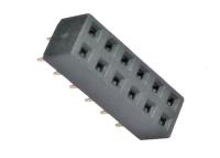 China Double Row Female Header Connector 2.54mm 180 Degree PA9T Gold Flash for sale