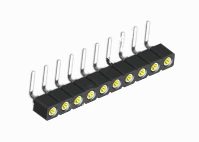 China 16 Pin Black Round Female Header Connector 1.27mm Single Row Right Angle for sale