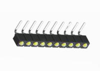 China 16 Pin Black Round Female Header Connector 1.27mm Single Row Right Angle for sale