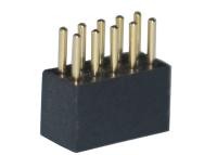 China Straight Black Round Female Pin Header Connector 1.27mm Dual Row 180 Degree for sale