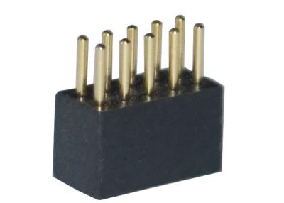 China Straight Black Round Female Pin Header Connector 1.27mm Dual Row 180 Degree for sale