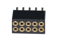China Straight Black Round Female Pin Header Connector 1.27mm Dual Row 180 Degree for sale