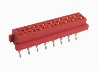 China PBT Red Insulation Displacement Connector 16 Pin Female Header 2.54mm Pitch for sale