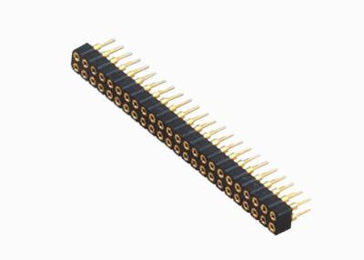 China Straight Black Female Pin Header Connector 2.54 Mm Dual Row 180 Degree for sale
