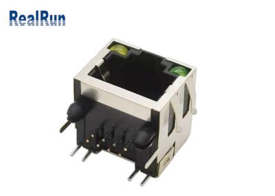 China PA6T PBT RJ45 Female Connector Socket Elastic Shell Shield for sale