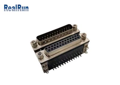 China DR 25 Pin SPCC D Sub Connector 90 Degree Male To Female With Harpoon for sale