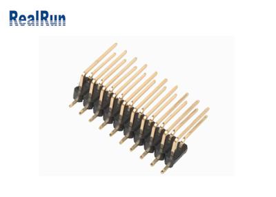 China DC500V Dual Layer SMD Pin Header Right Angle Brass PA6T PBT for sale