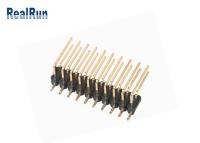 China DC500V Dual Layer SMD Pin Header Right Angle Brass PA6T PBT for sale