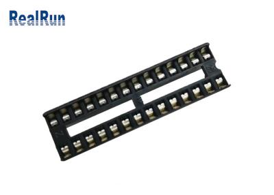 China 28P 2.54mm Dip 7.62 PBT Square IC Socket Gold Sn Plated With Center Bar for sale