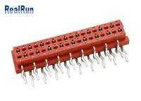 China RoHS Pass Red 1.27 Mm Idc Connector Socket Female 18P 90° Bend Insert Without Ear for sale