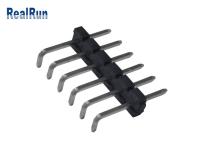 China ISO9001 UL94V-0 Right Angle Header Connector Single Row 6 Pin 1000M Ohm for sale