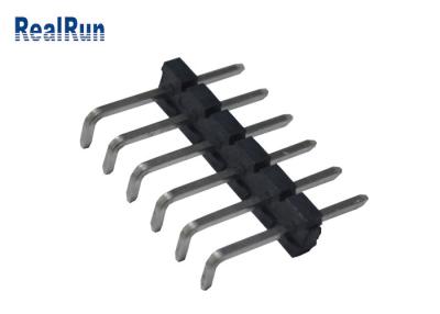 China ISO9001 UL94V-0 Right Angle Header Connector Single Row 6 Pin 1000M Ohm for sale