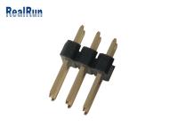 China 3.0A 6P Male DIP Pin Header Black PA6T Brass 2.54mm Pitch Double Straight for sale