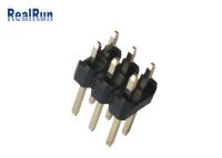 China 3.0A 6P Male DIP Pin Header Black PA6T Brass 2.54mm Pitch Double Straight for sale