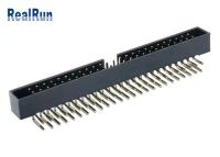 China PA6T UL94V-0 IDC Box Header 50P Double Row Shrouded Pin SGS for sale