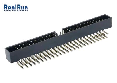 China PA6T UL94V-0 IDC Box Header 50P Double Row Shrouded Pin SGS for sale