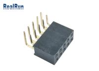 China 2×5P Female Header Connector Y Terminal 90 Degree Bend Dip Insert PA6T for sale