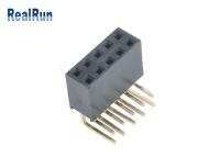 China 2×5P Female Header Connector Y Terminal 90 Degree Bend Dip Insert PA6T for sale
