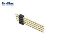 China 2.54mm Round Female Pin Header 4 Pin Gold Plated H3.0 Straight PCB Dip Solder for sale
