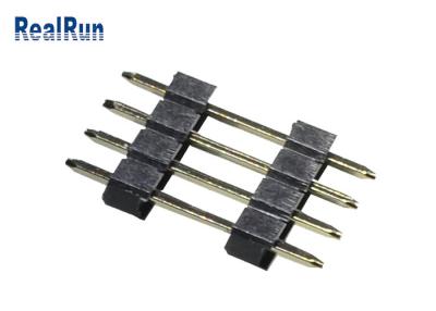 China PCB 2.54 Mm Pin Header PA6T Black Straight 4P Dual Row Pin Header for sale